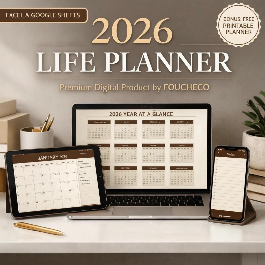 2026 Life Planner Spreadsheet | Excel, Google Sheets Budget Tracker - Etsy