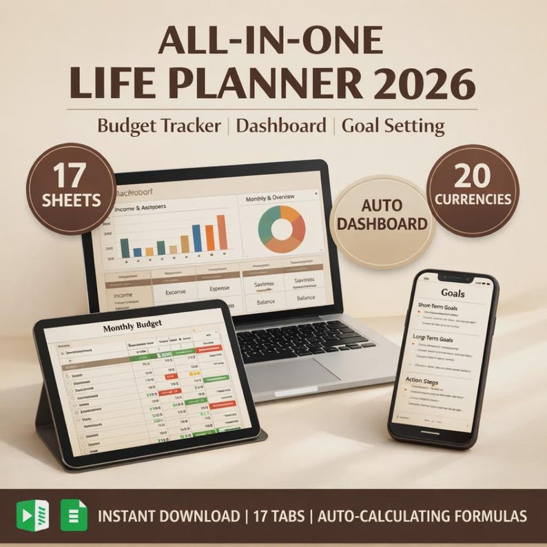 2026 Budget Planner Spreadsheet | Excel & Google Sheets Monthly Budget ...
