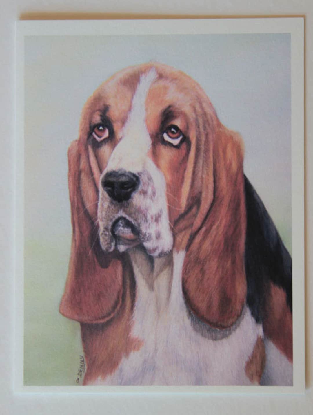 1 the Basset Case Hound Note Card, Blank Greeting Card, Dog Art, Fine ...