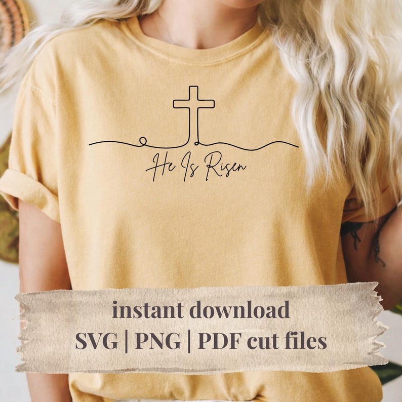 He is Risen Cross SVG | Minimalist Christian Easter Design (digital ...