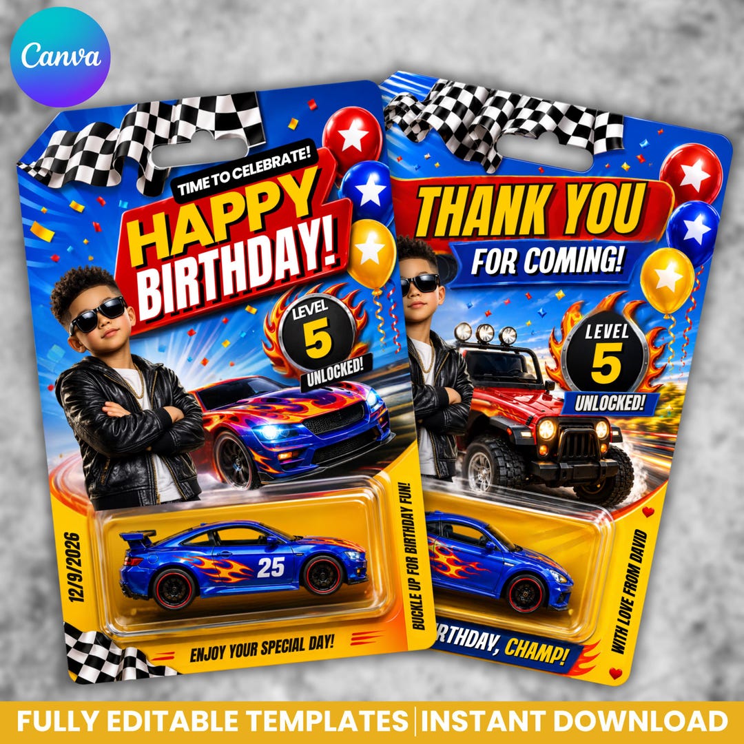 Toy Car Packaging, Toy Car Packaging Template, Printable Car Birthday ...