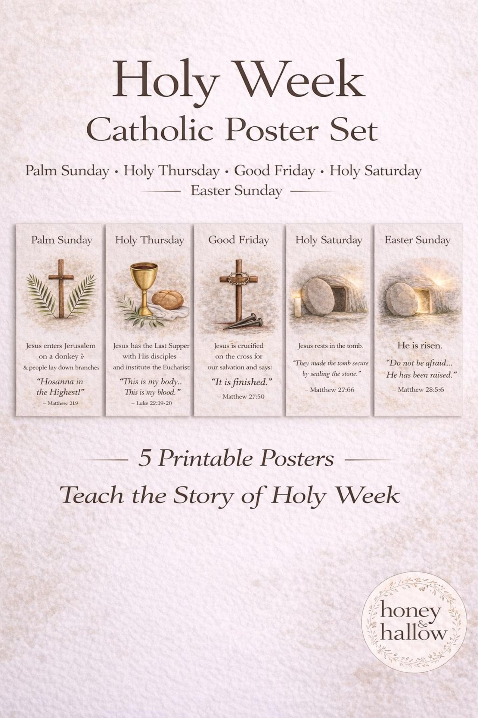 Holy Week Catholic Printable Posters | Palm Sunday Holy Thursday Good ...