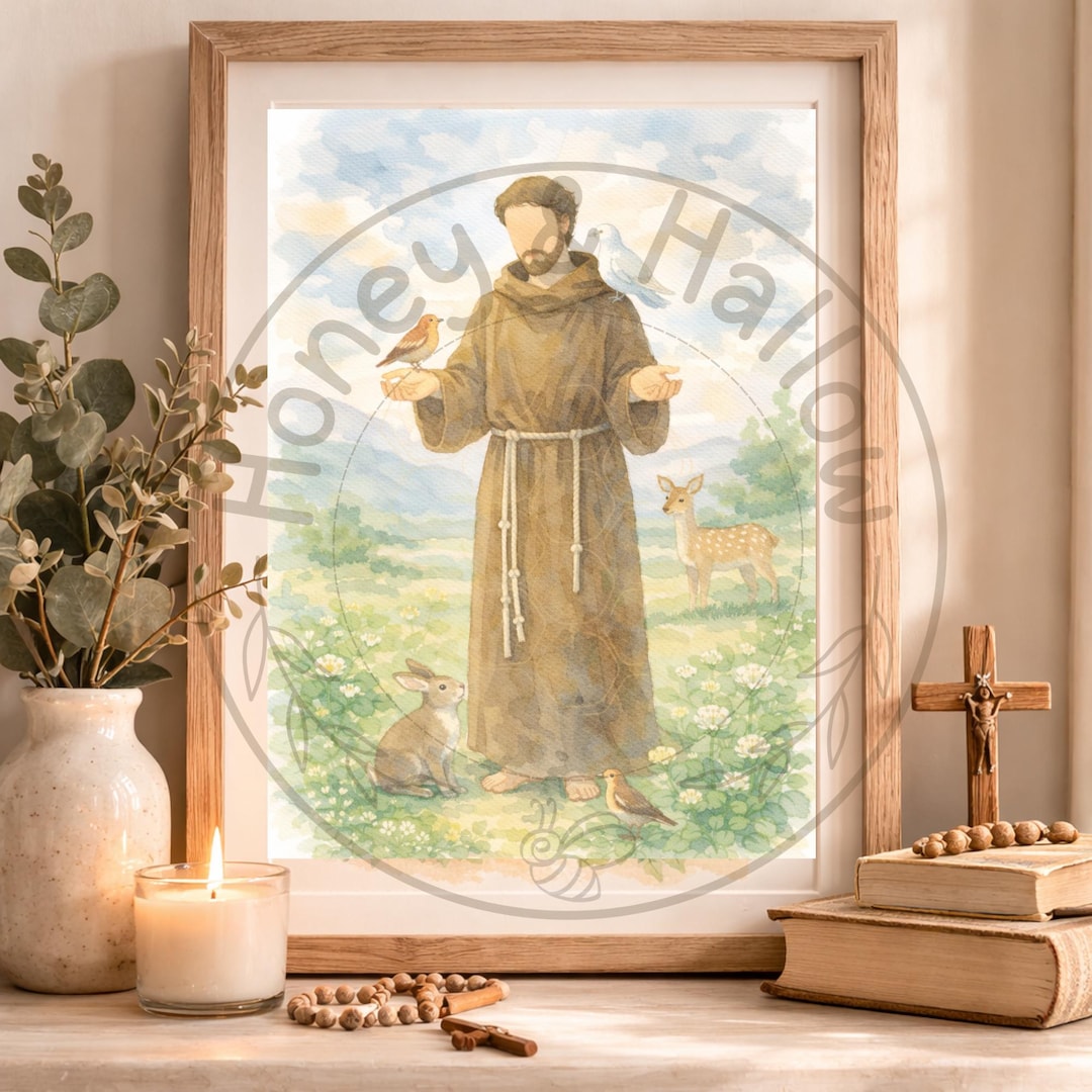 Saint Francis of Assisi Catholic Wall Art Printable | St Francis Art ...