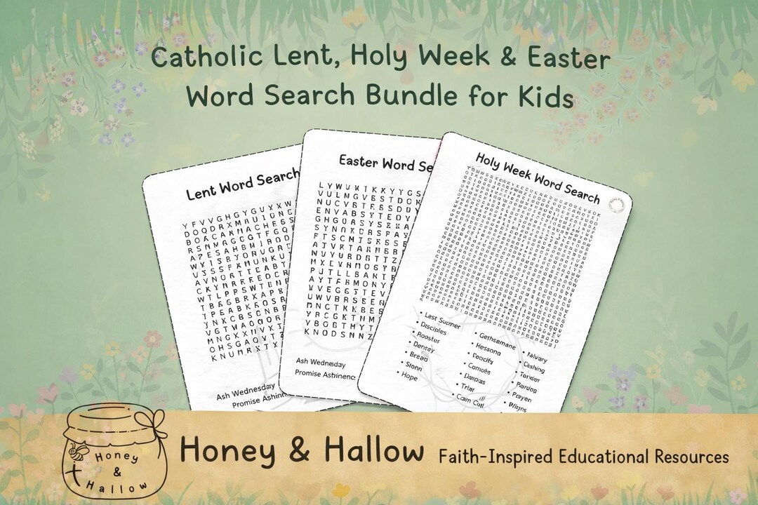 Catholic Lent Word Search Printable Bundle | Holy Week & Easter ...