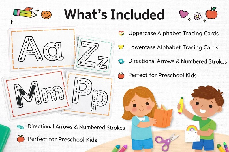 Alphabet Tracing Cards Printable | Preschool Letter Tracing Worksheets ...