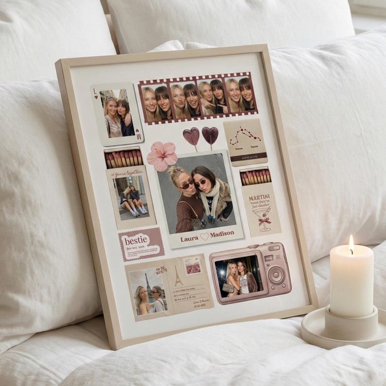 Personalized Friend Photo Collage Poster, Editable Memory Art (digital ...