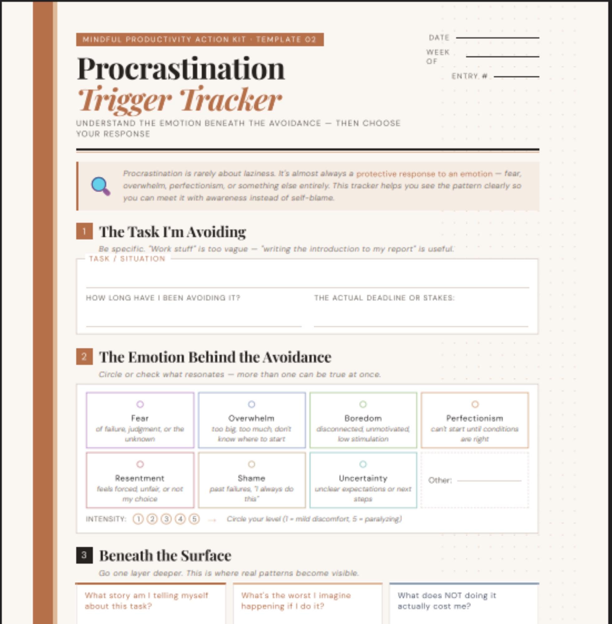Procrastination Worksheet Printable · Stop Avoiding Tasks · Mindful ...
