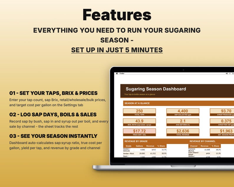Maple Syrup Tracker Spreadsheet | Google Sheets, Excel (digital ...