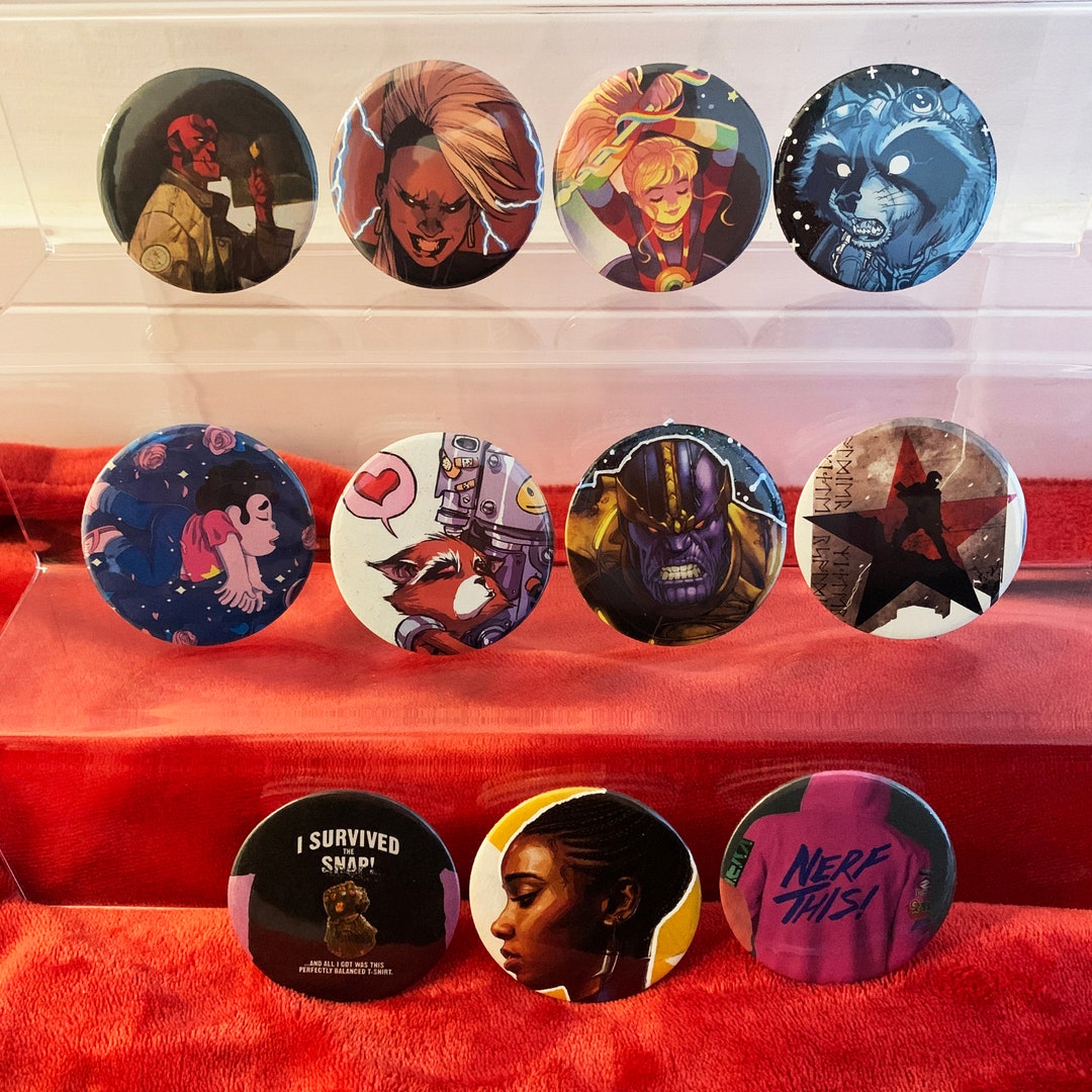 Jumbo 58mm Character Comic Badges Recycled Comics - Etsy