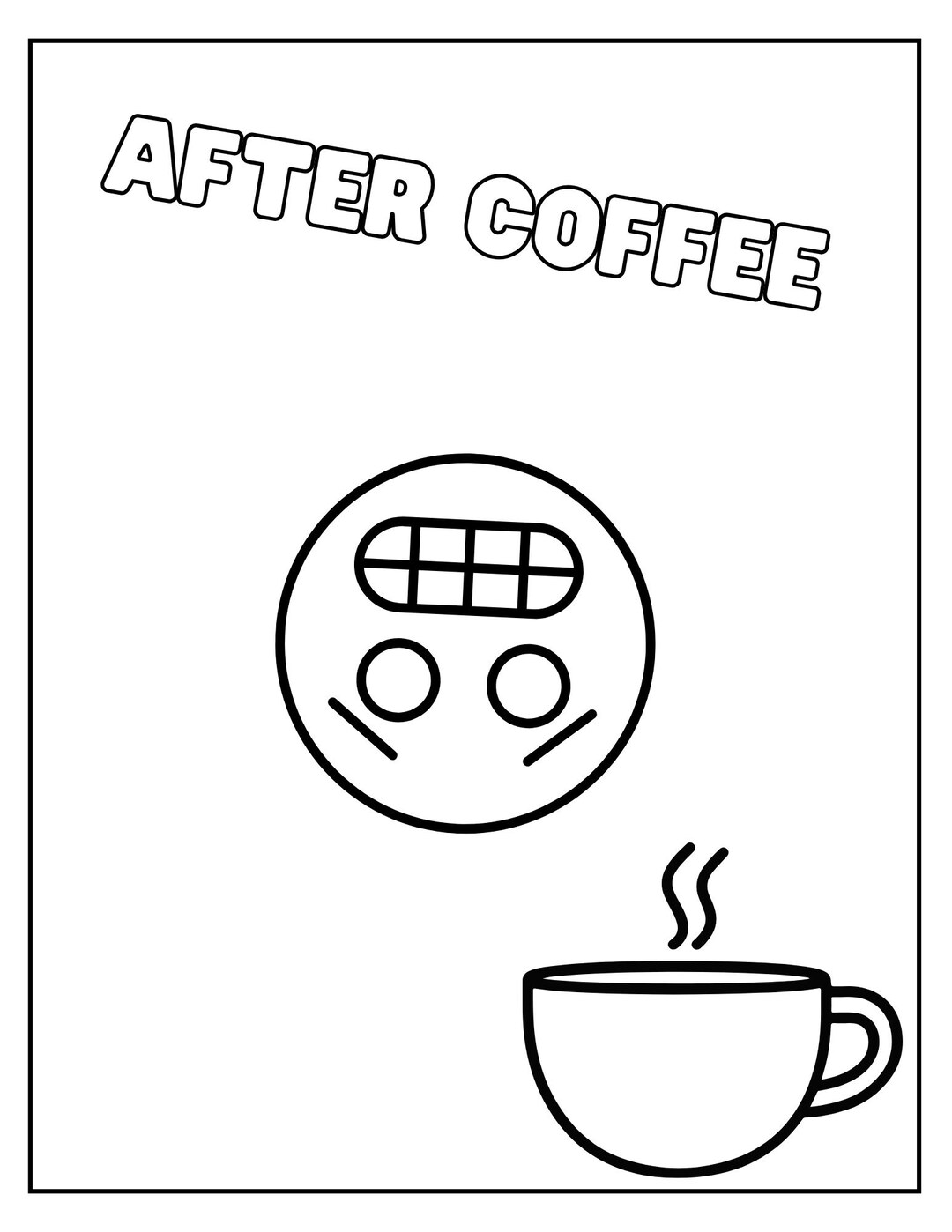 Before After Coffee Emoji Coloring Pages, Funny Coffee Lover Gift ...