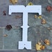 Vintage Letter T Sign Large Wood Cut Out Initial T Chippy White Painted ...
