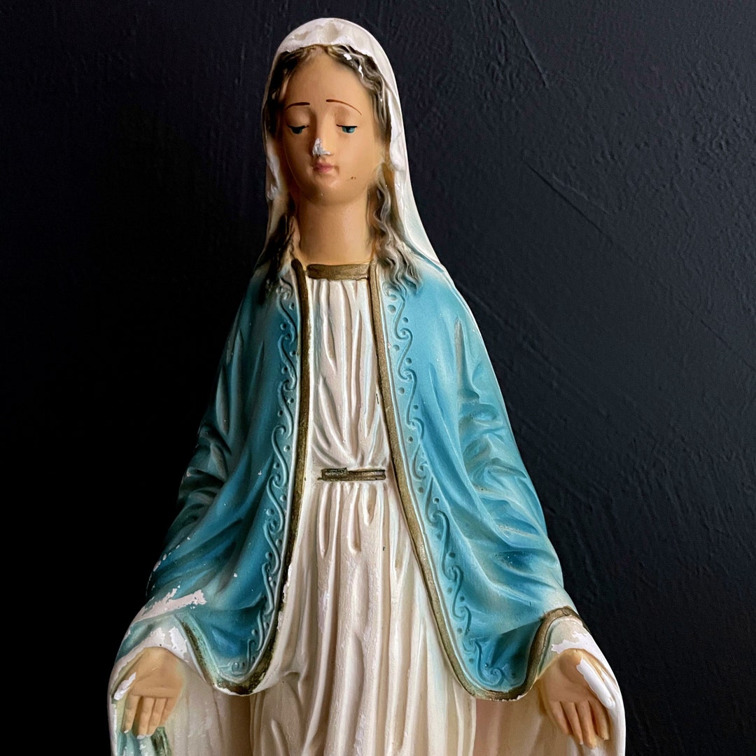 Vintage Virgin Mary Statue Chalkware Idol Religious Figurine Virgin ...
