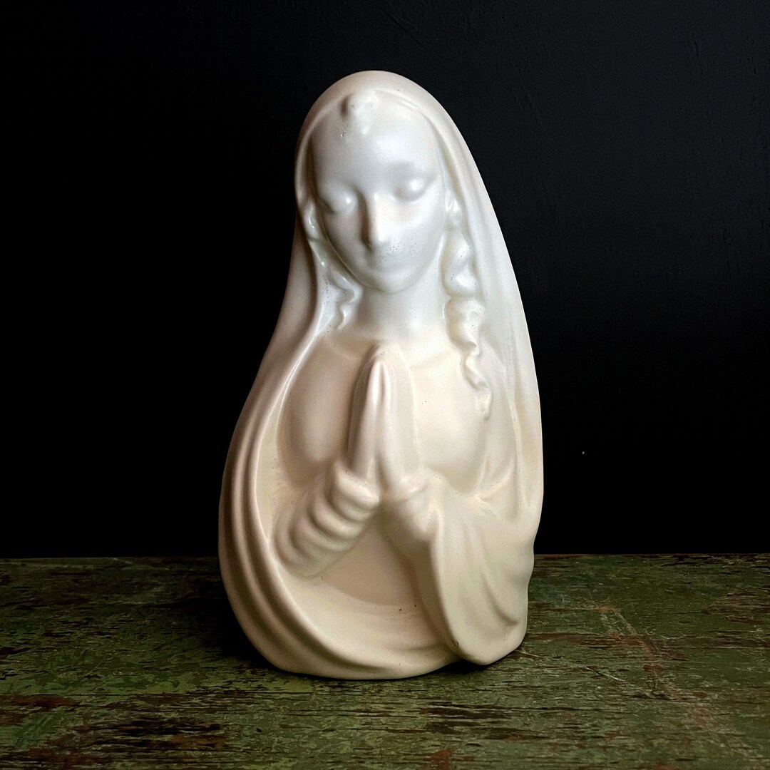 Vintage Virgin Mary Ceramic Planter Haeger Pottery off White Matte ...
