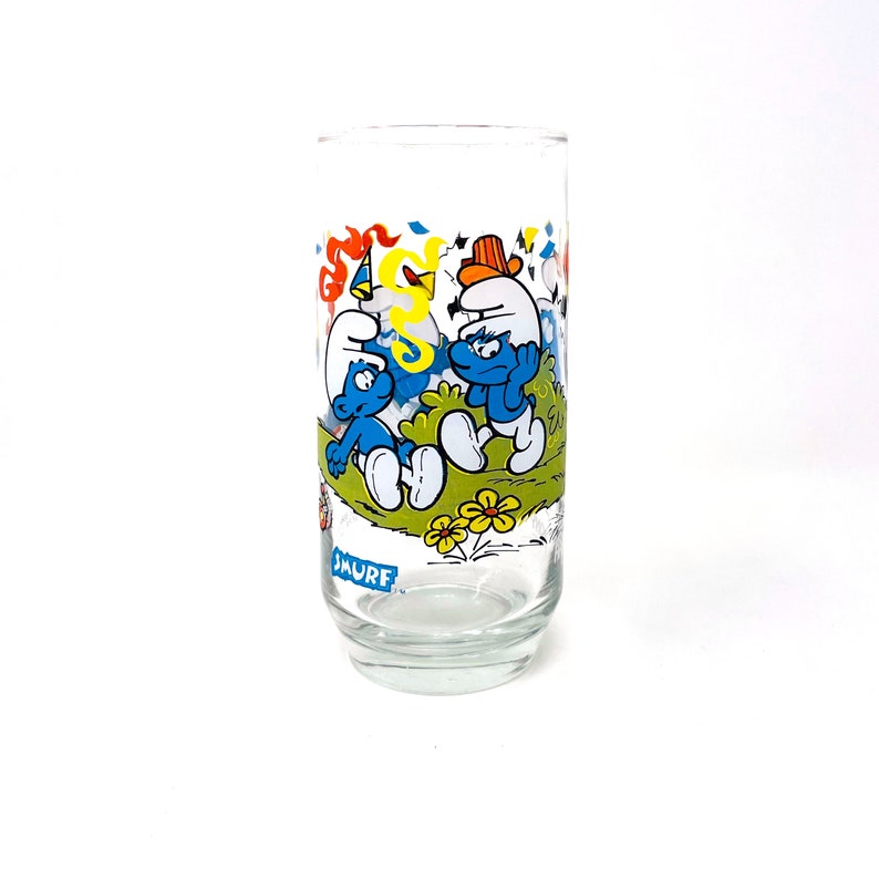 Vintage Glass Smurfs Collector Cup Harmony Smurf 1983 Peyo | Etsy