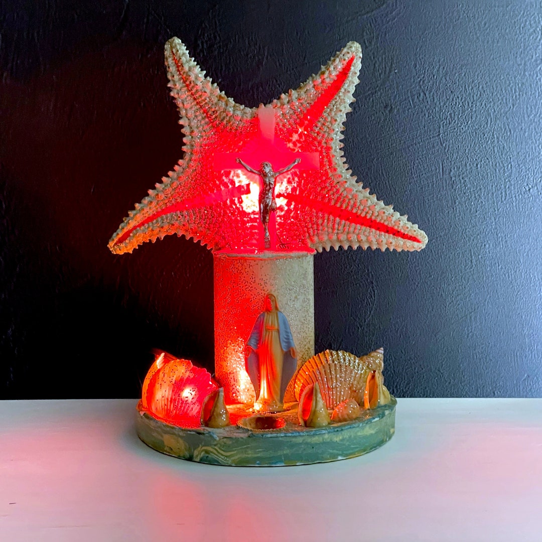 Vintage Religious Accent Lamp OOAK Catholic Kitsch Virgin Mary Light ...