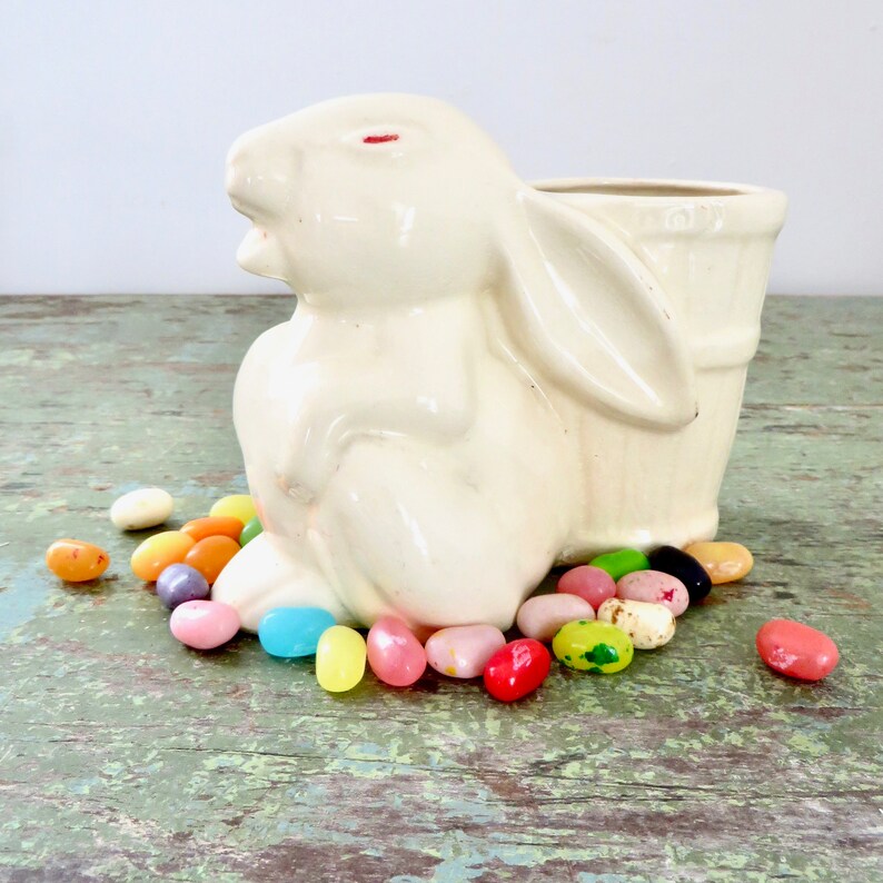 Vintage Easter Bunny Planter White Rabbit Mid Century Ceramic - Etsy