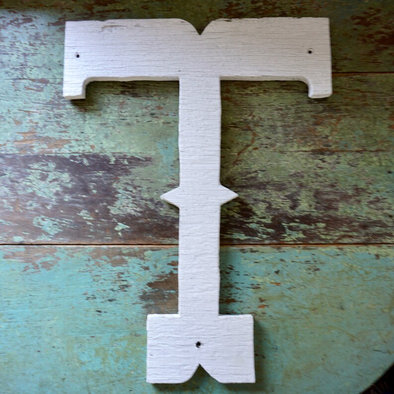 Vintage Letter T Sign Large Wood Cut Out Initial T Chippy - Etsy