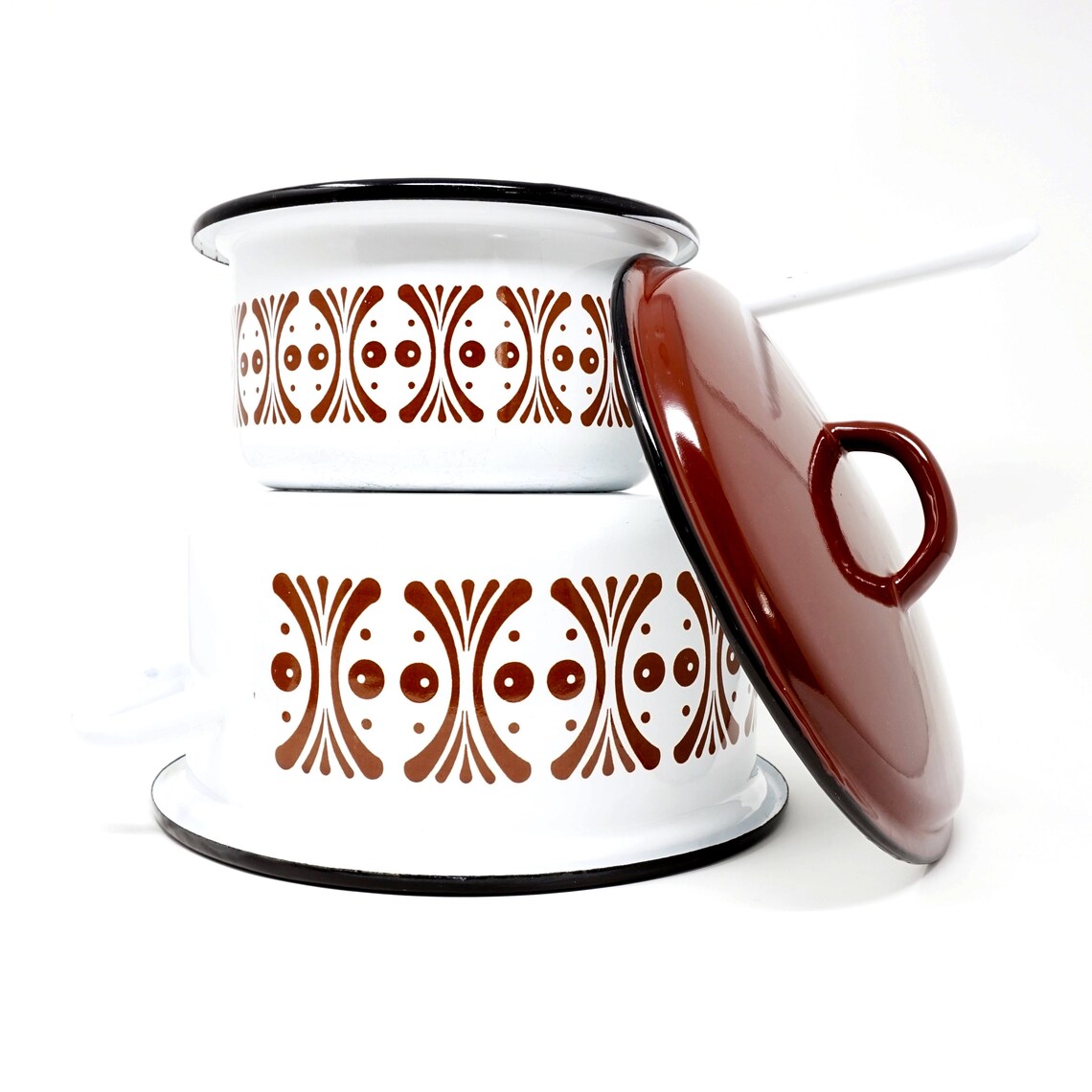 Vintage Enamel Cookware Polish Made Set Mid Century Design - Etsy