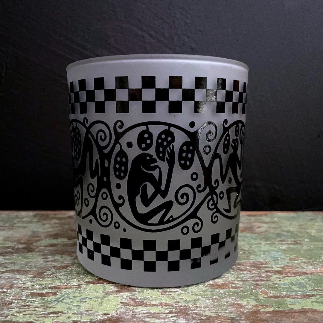 Vintage Tumbler Monkey Frieze Art Glass Frosted Crystal Lowball MMA ...