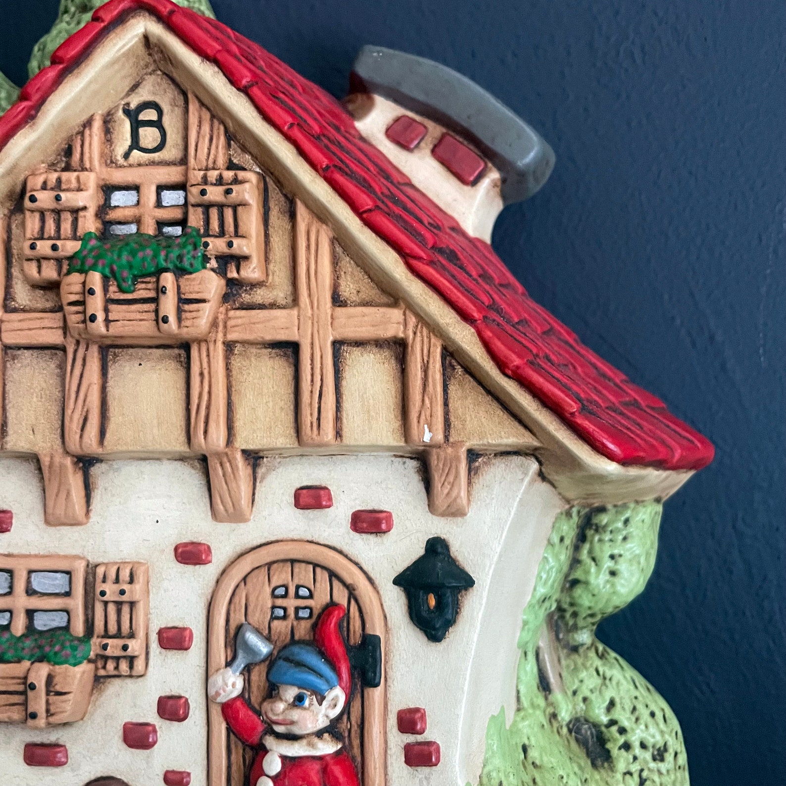 Vintage Elf House Clock Housing Only Ceramic Hand Painted Atlantic Mold ...