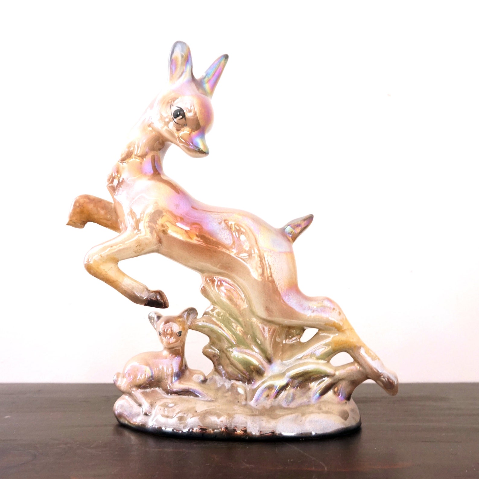 Vintage Deer Lusterware Porcelain Prancing Deer Baby Doe - Etsy