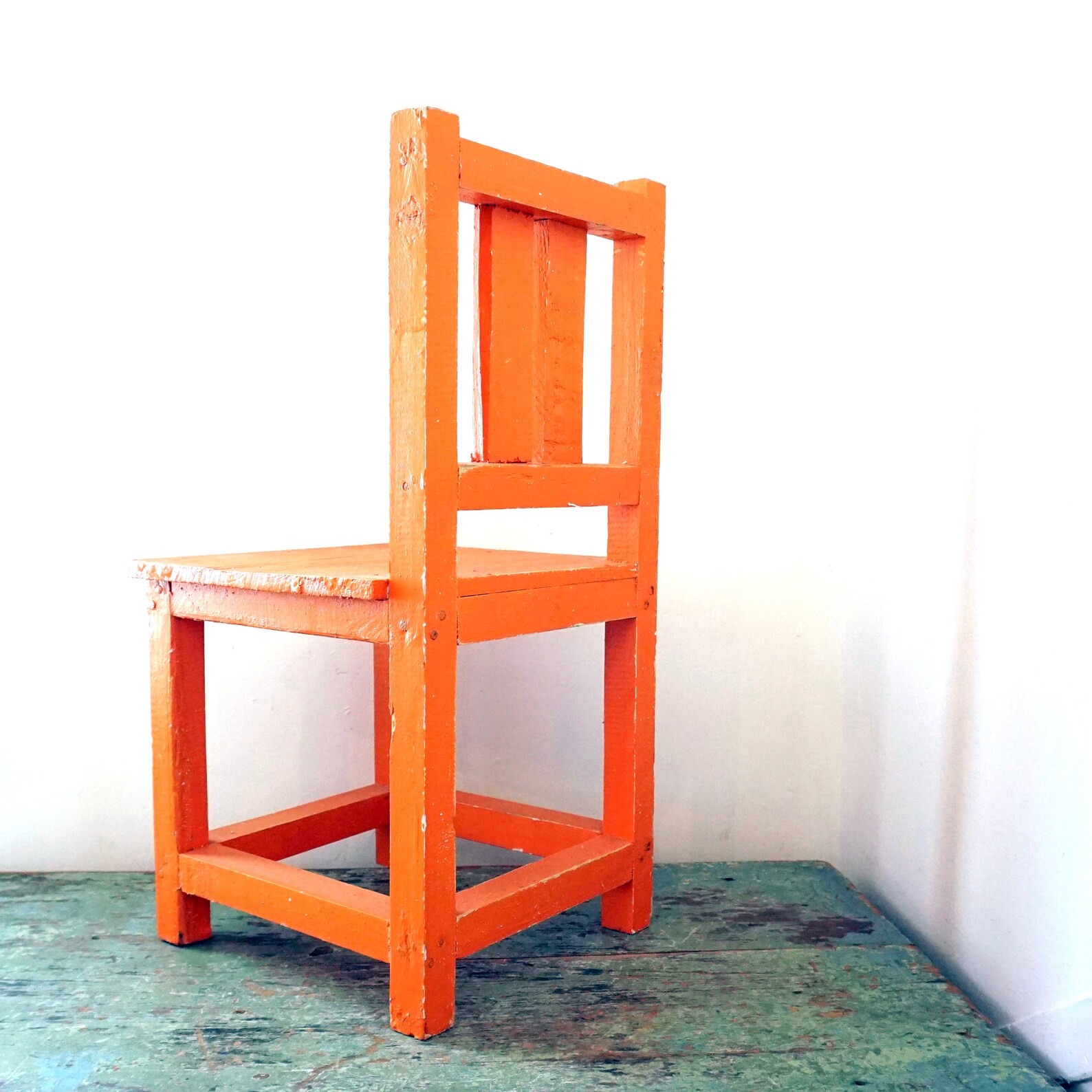 Vintage Orange Chair Rustic Wood Doll Furniture Dining Chair | Etsy