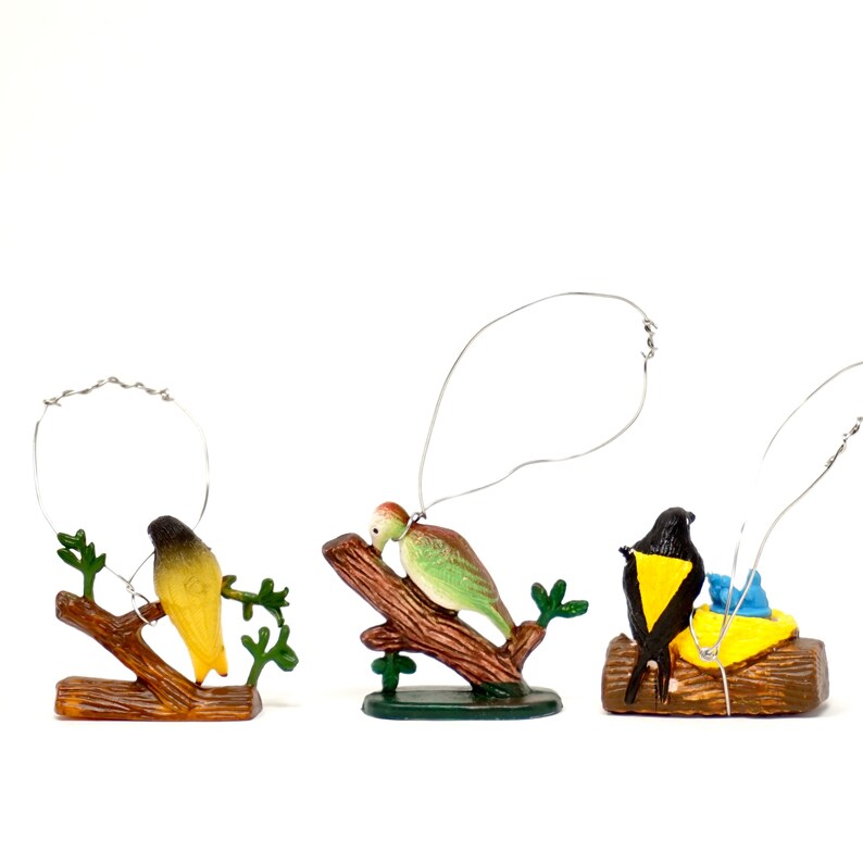 Vintage Bird Figurines Tiny Plastic Songbird Ornaments Set of 8 ...