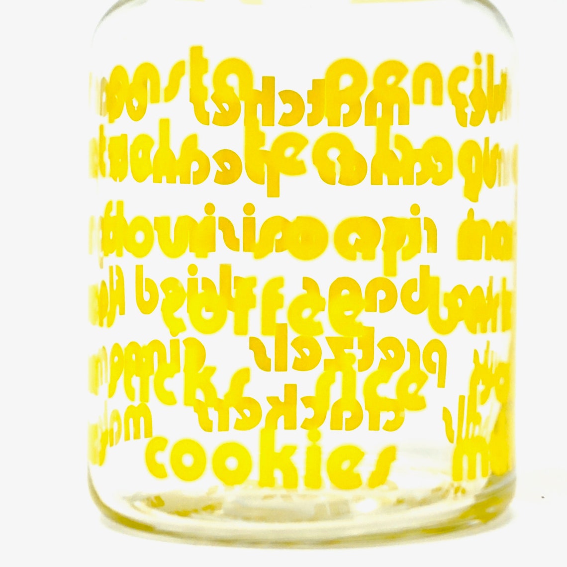 Vintage Canister Yellow Words Jar With Lid 1970s Glass - Etsy