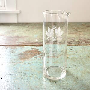 Vintage Carafe Doves Frosted Glass Tall Pitcher Kissing Love Birds ...