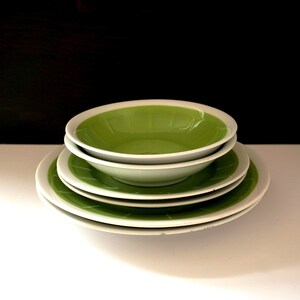 Vintage Green Dinnerware Victoria China Czechoslovakia 1940s Porcelain ...