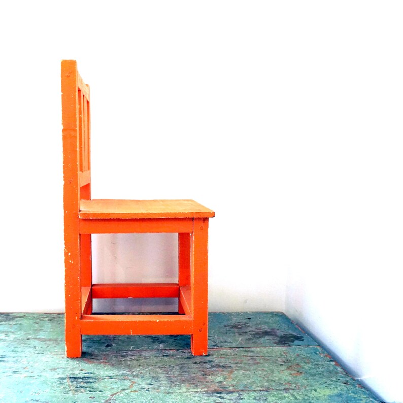 Vintage Orange Chair Rustic Wood Doll Furniture Dining Chair | Etsy