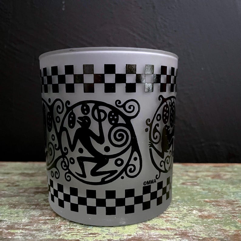 Vintage Tumbler Monkey Frieze Art Glass Frosted Crystal Lowball MMA ...