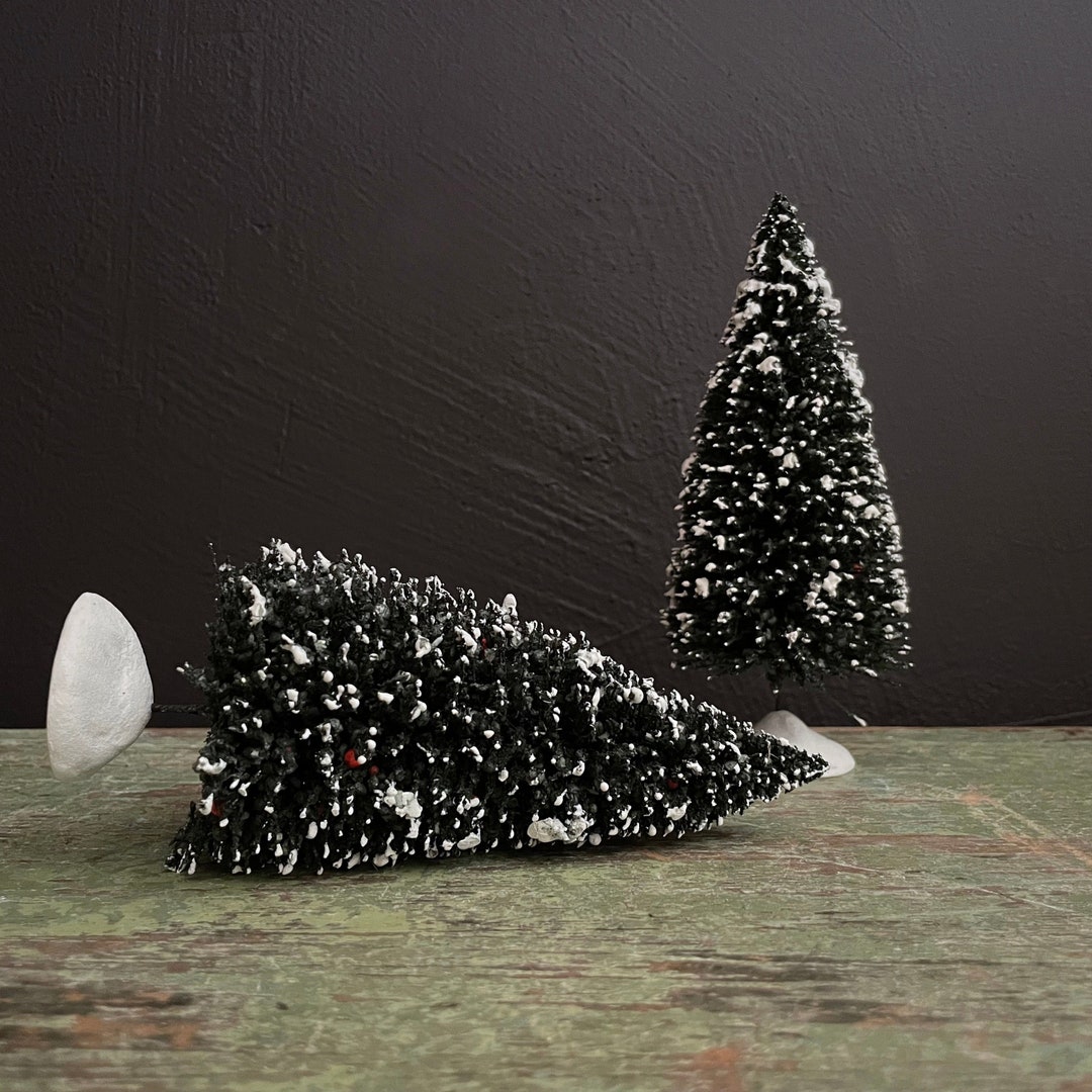 Vintage Mini Trees Hawthorne Village Holiday Tree Set of Two Pines Snow ...