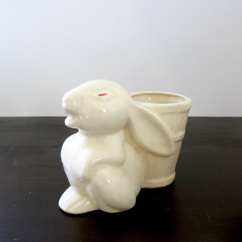 Vintage Easter Bunny Planter White Rabbit Mid Century Ceramic - Etsy
