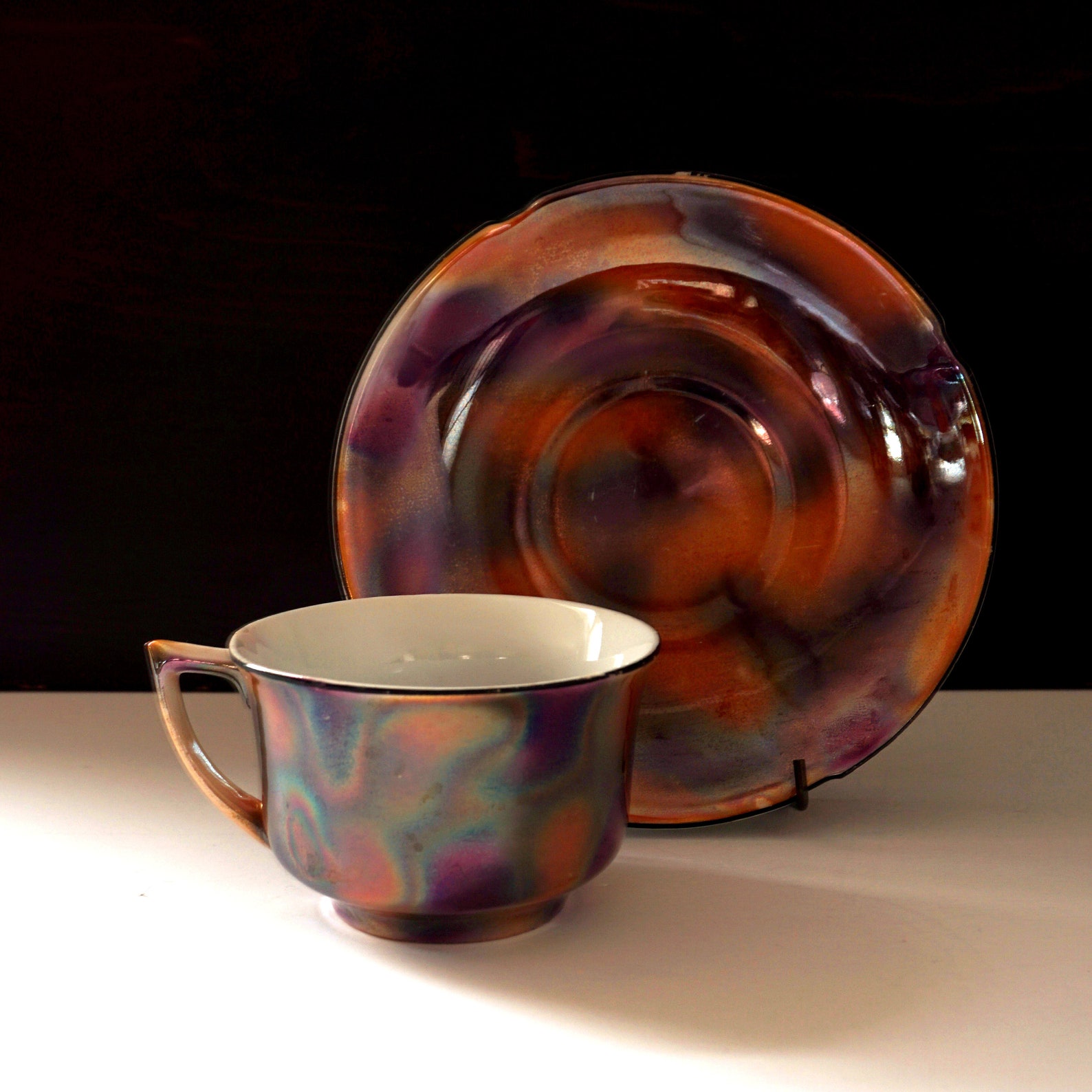 Vintage Lusterware Dinnerware Orange Purple Pitcher 5 Cup and - Etsy