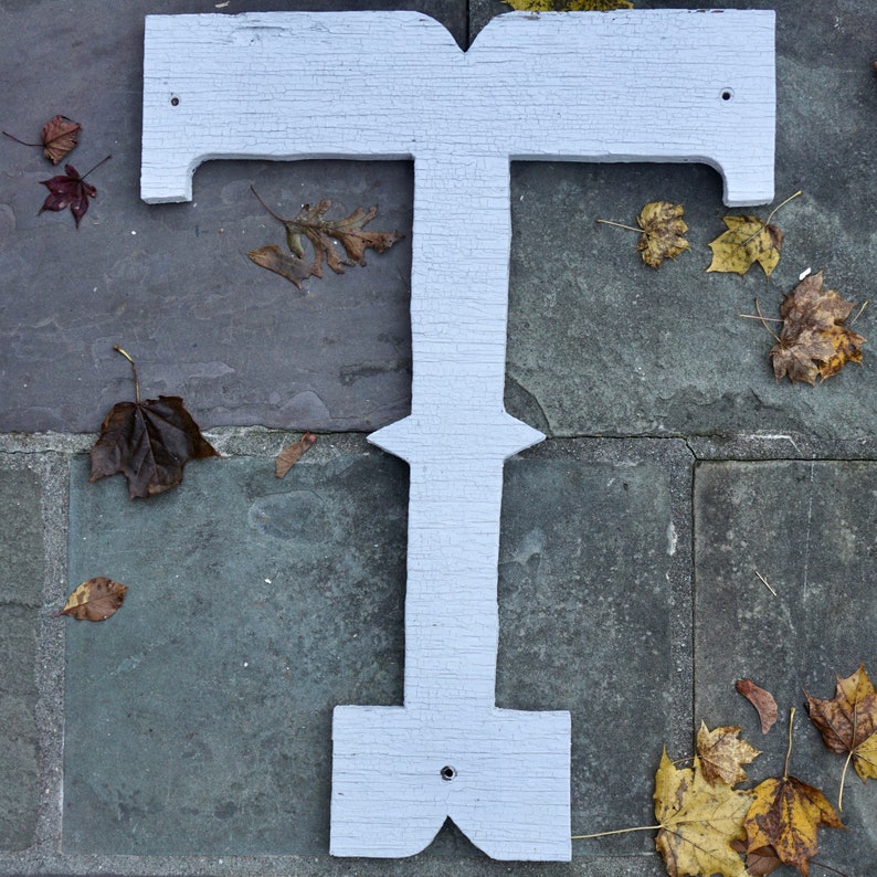 Vintage Letter T Sign Large Wood Cut Out Initial T Chippy - Etsy