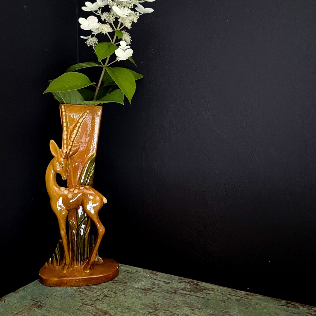 Vintage Vase Gazelle Royal Haeger R707 Brown Glazed Pottery MCM ...