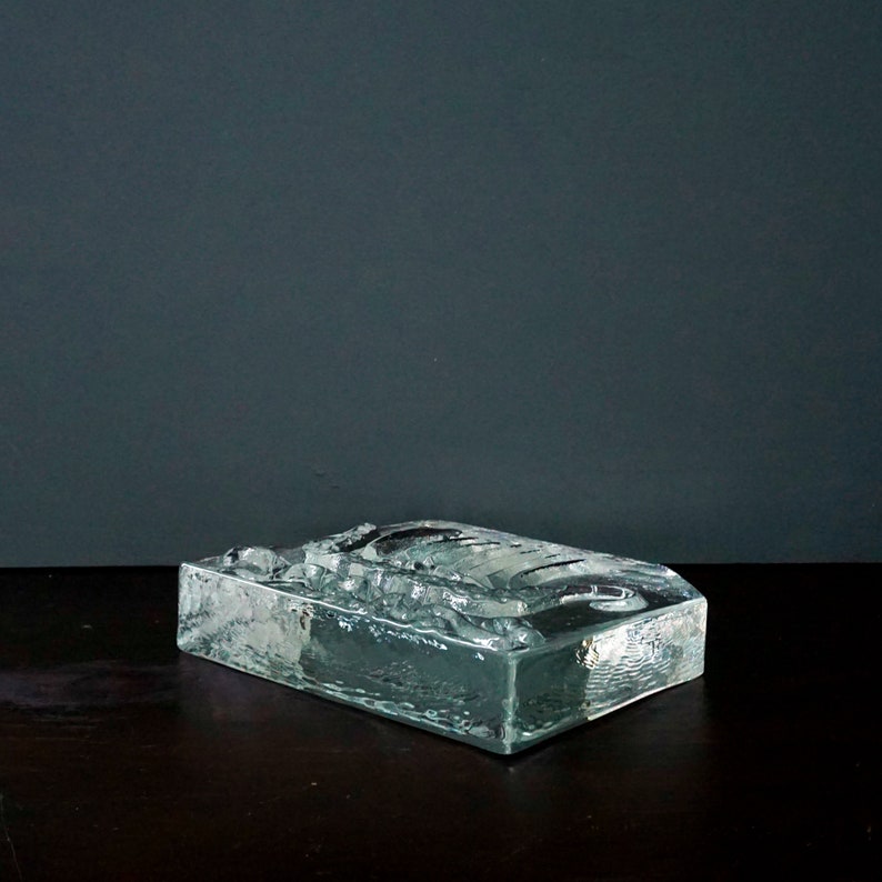 Vintage Viking Ship Glass Block Iceberg Large Clear Paperweight ...