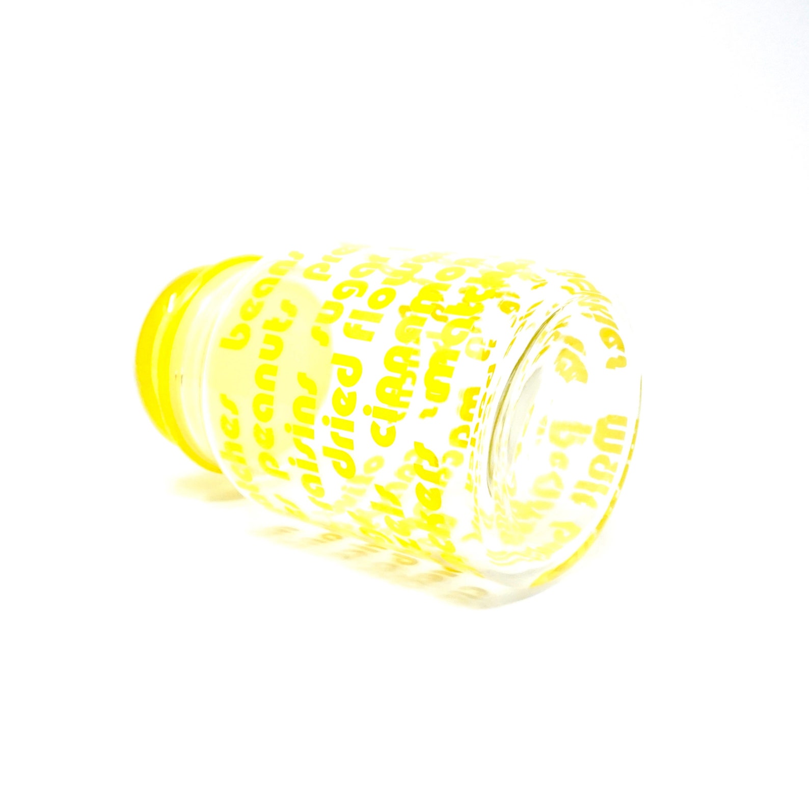 Vintage Canister Yellow Words Jar With Lid 1970s Glass - Etsy