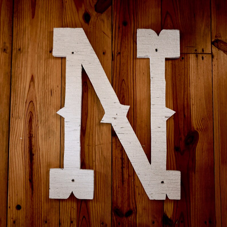 Vintage Letter N Sign Large Wood Cut Out Initial N Chippy | Etsy