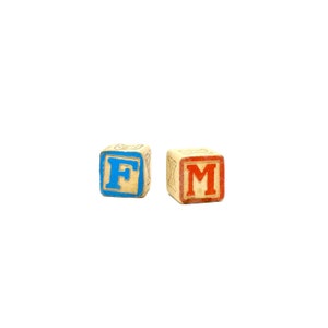 Vintage Toy Block Pair Wood Blocks Red Letter M Yellow Letter S Green ...
