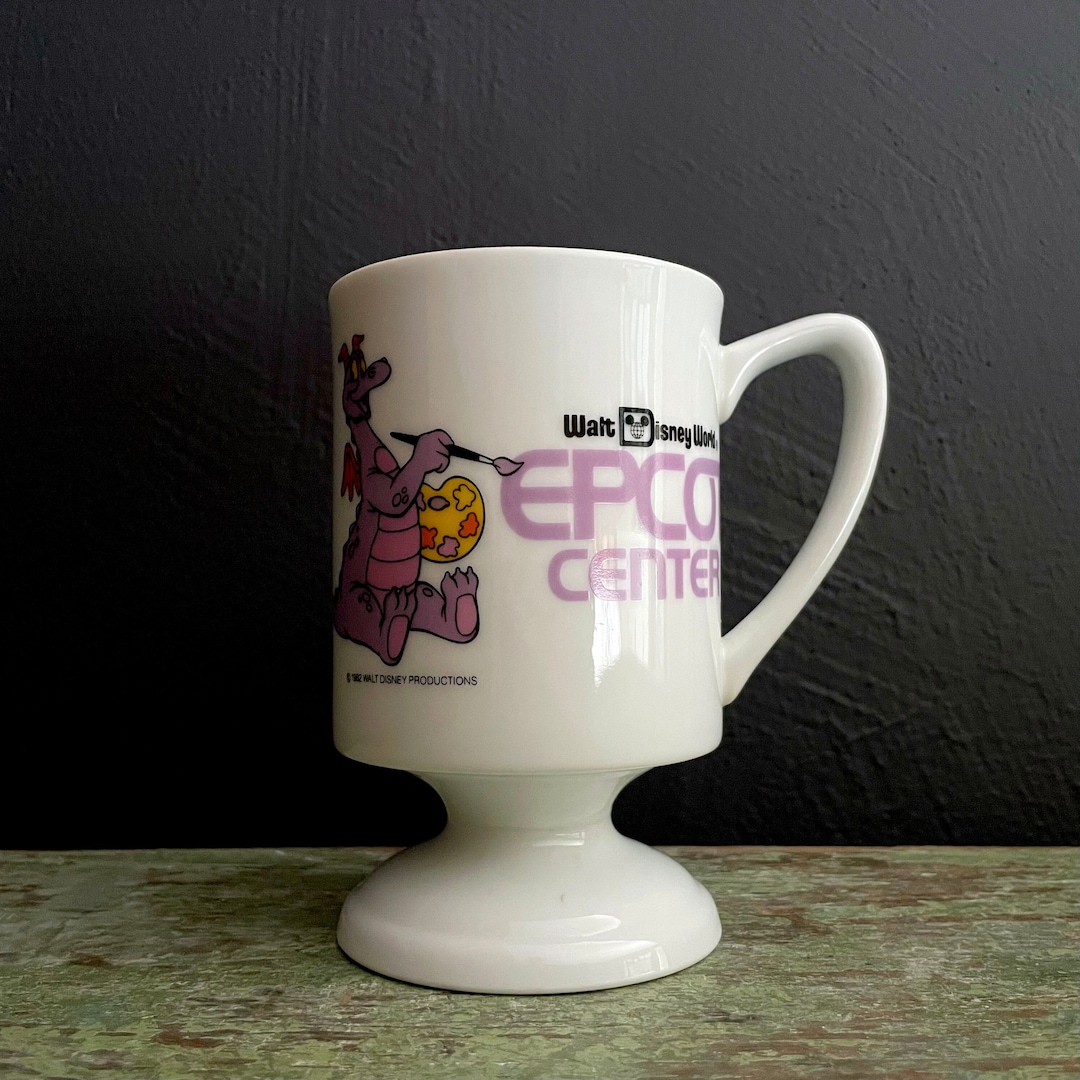 Vintage Epcot Mug Figment the Dragon Purple on White Mug Pedestal Base ...