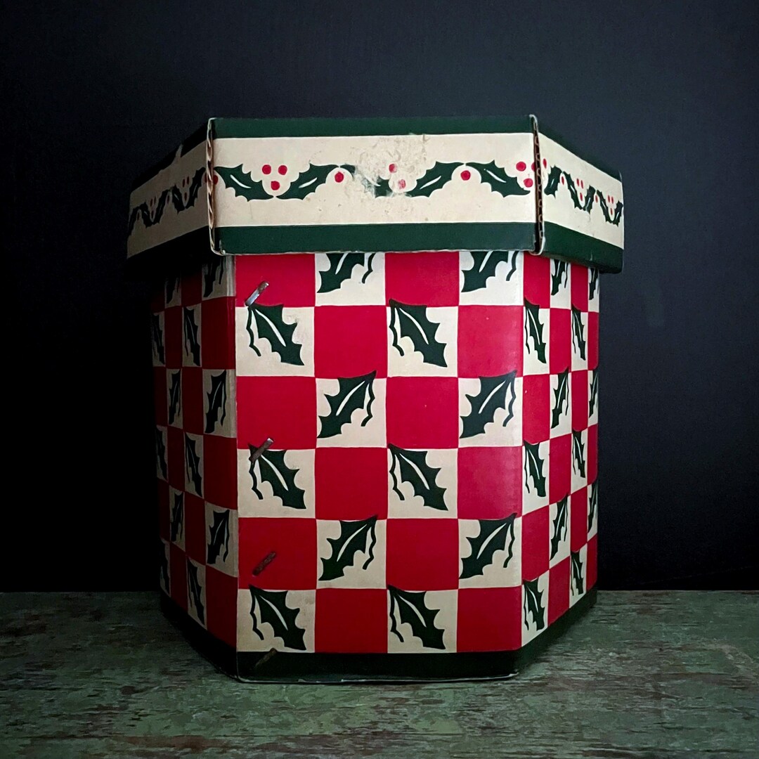 Vintage Gift Box Christmas Storage Cardboard Hexagonal Box With Lid ...