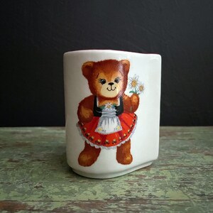 Vintage Heart Vase Teddy Bears German Girl Bear 4 Leaf Clover Small ...