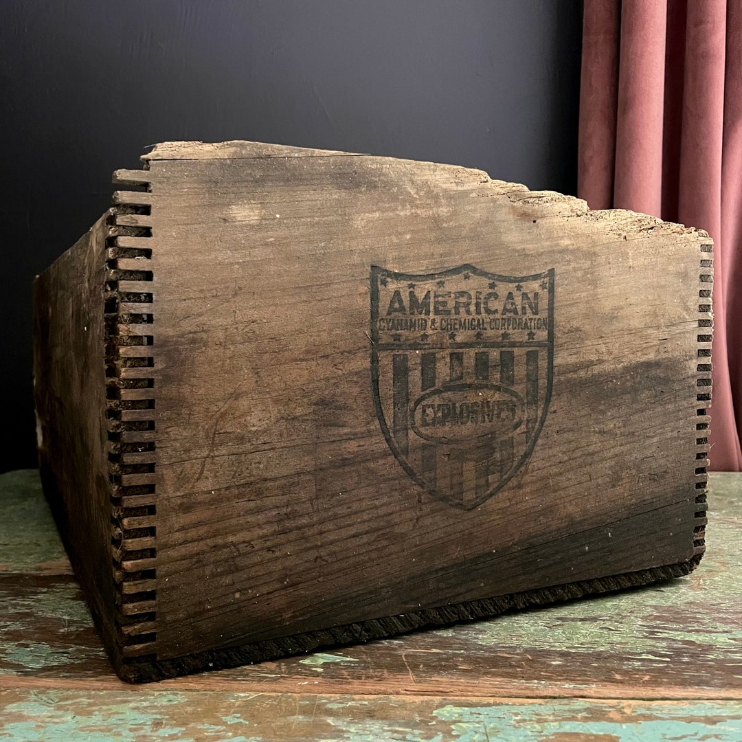 Distressed Crate Explosives Box Jointed Wood American Cyanamid ...