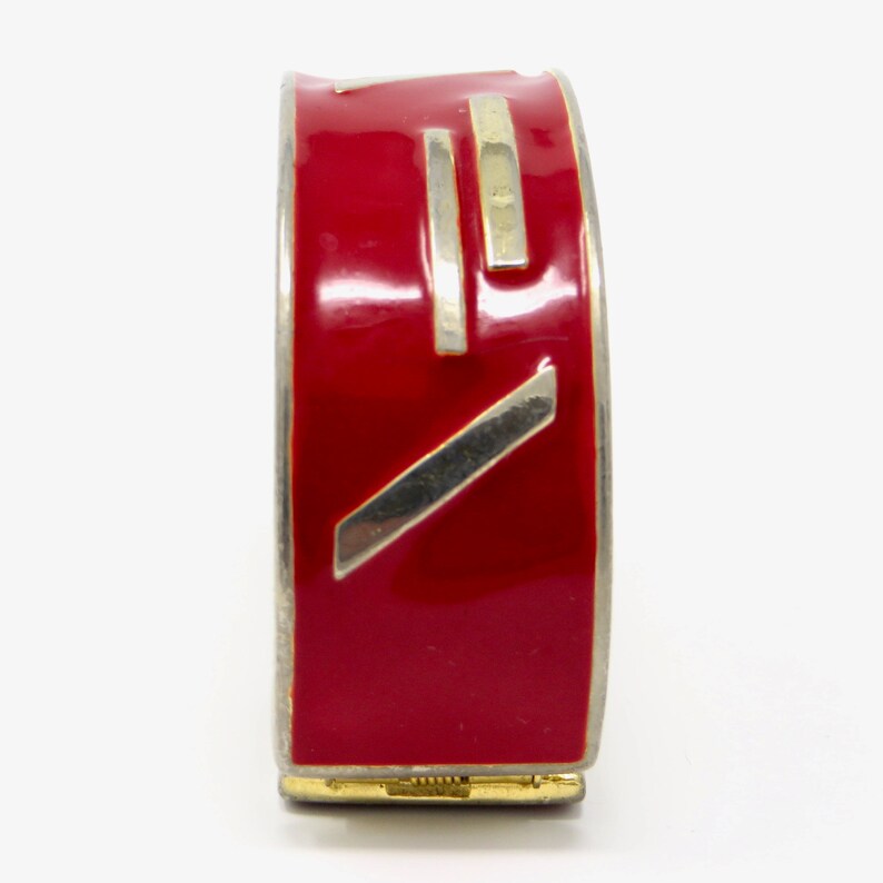 Vintage Red Cuff Bracelet Enamel Gold Toned Abstract 1980s | Etsy