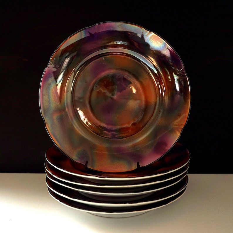 Vintage Lusterware Dinnerware Orange Purple Pitcher 5 Cup and - Etsy