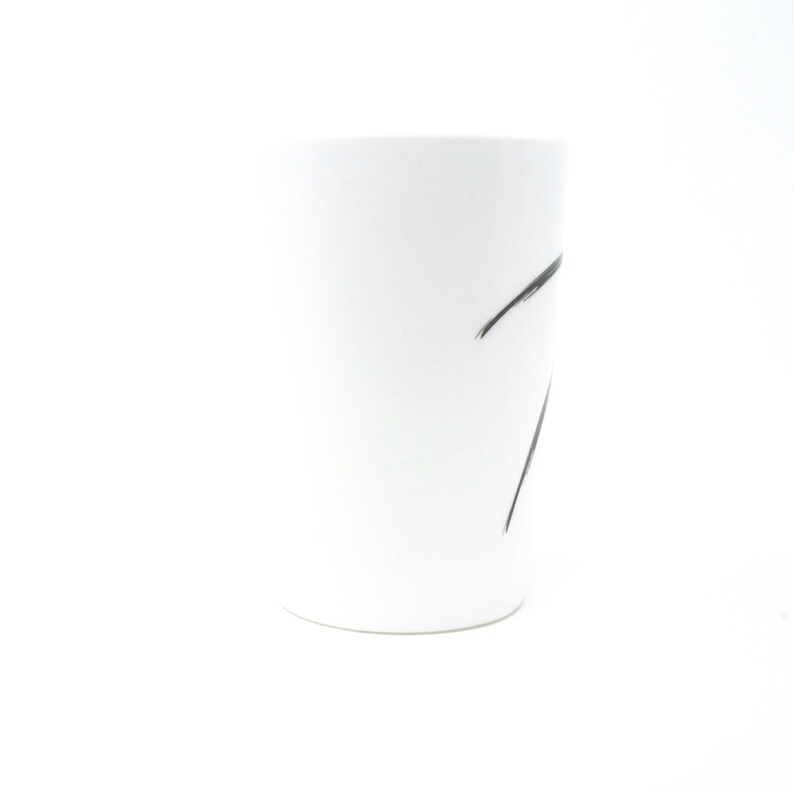 Vintage Brushstroke Mug Glass White Opaque Black Gesture 1980s ...