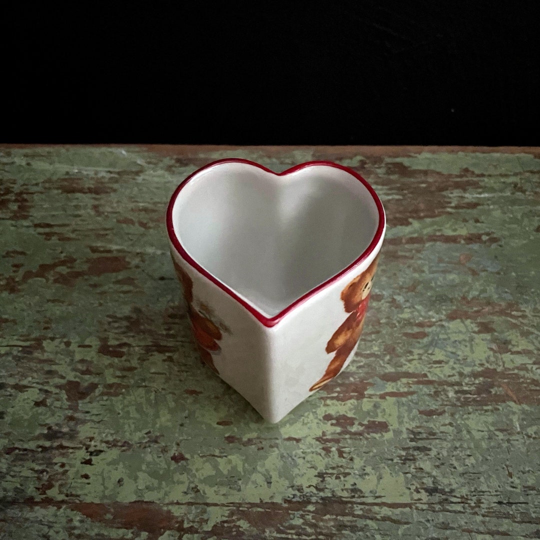 Vintage Heart Vase Teddy Bears German Girl Bear 4 Leaf Clover Small ...