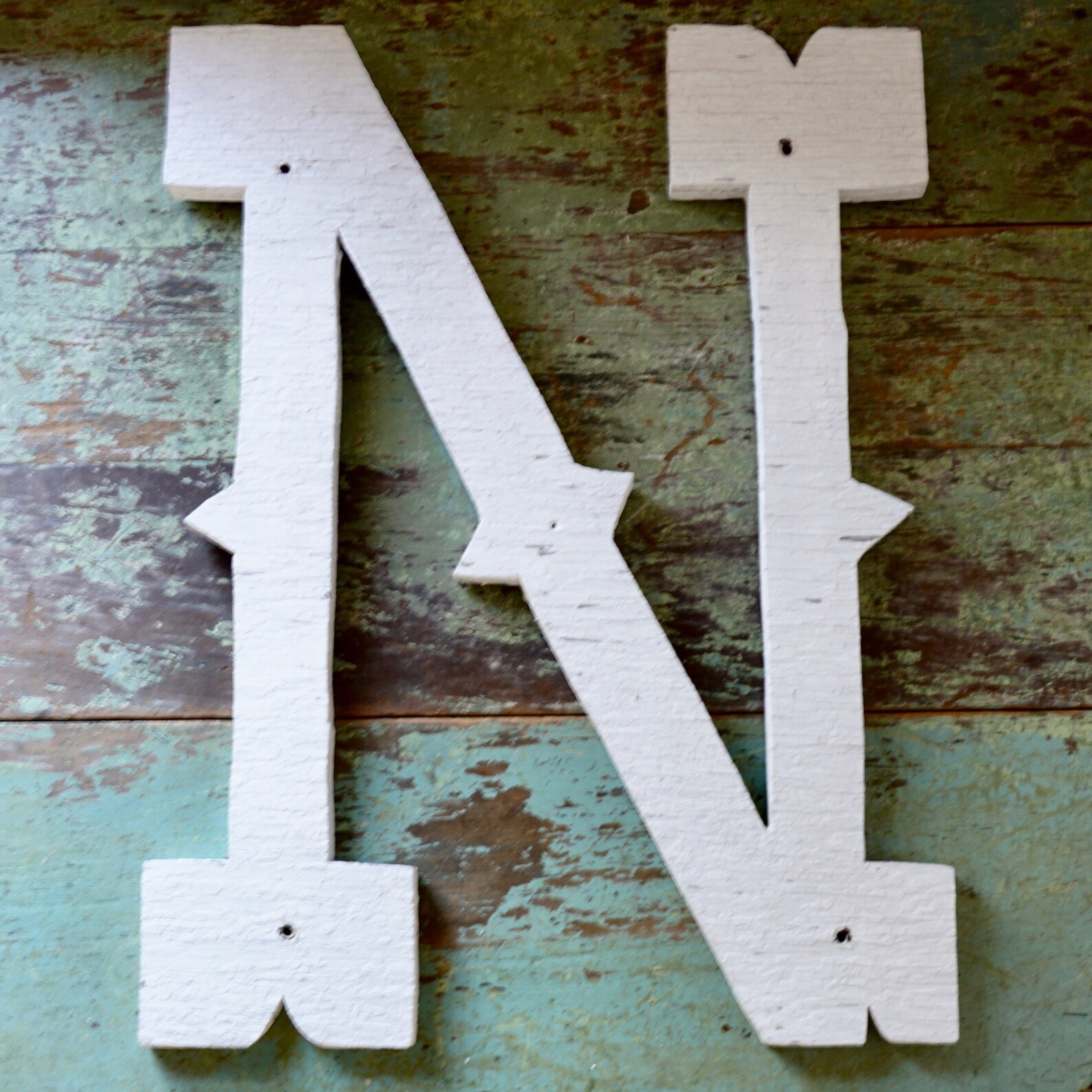 Vintage Letter N Sign Large Wood Cut Out Initial N Chippy | Etsy